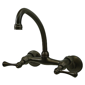 Elements of Design ES3145L Accents 2-Handle High Arc Spout Wall Mount Kitchen Faucet, 6- 5/8", Oil Rubbed Bronze