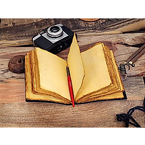 Book of Spells Leather Journal Deckle Edge Paper Grimoire Printed Journal The Lovers Tarot Notebook Spiral Gothic Notebook Skull lover Antique Vintage Leather Journals for Men and Women