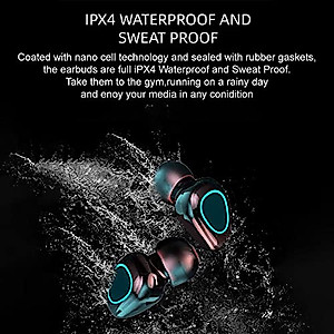 Acuvar Fully Wireless Bluetooth 5.1 Rechargeable IPX4 Waterproof Earbud Headphones with Microphone, 3500mAh USB Smart Dock Charging Case Powerful Surround Stereo Bass and Passive Noise Cancelling