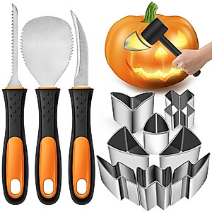 CHALEEMANG Pumpkin Carving Kit Halloween, Safe and Easy Set for Kids, Halloween Decoration Jack-O-Lanterns, DIY Stainless Steel Tools Gift Halloween