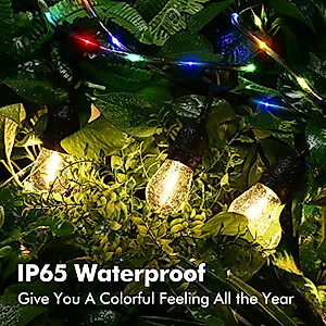Docusvect Outdoor LED String Lights with RGB Fairy Lights, 48FT 15 Shatterproof Edison Bulbs + (2 Spare) Heavy-Duty Decorative IP65 Waterproof Connectable Hanging Patio Lights for Garden, Balcony