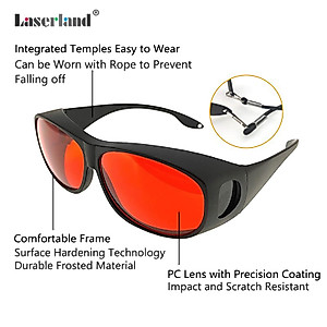Laser Safety Glasses 532nm OD6 180nm-532nm Wavelength Violet/Blue/Green Laser Protective Goggles for 405nm, 445nm, 450nm,473nm 532nm, Like Tattoo Eyebrow Removing T1- F
