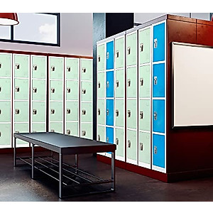 AdirOffice Large School Locker with 4 Doors 4 Hooks Storage Locker - Metal Storage Locker Cabinet Ideal for School, Garage, Office Lockers - (4 Door, Misty Green)