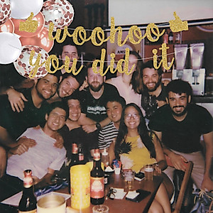 ENILSA Woohoo You Did It Banner, We are So Proud of You, Congrats Grad 2024, 2024 Graduation Party Decorations, Gold Gold Glitter.(Pre-Assembly)