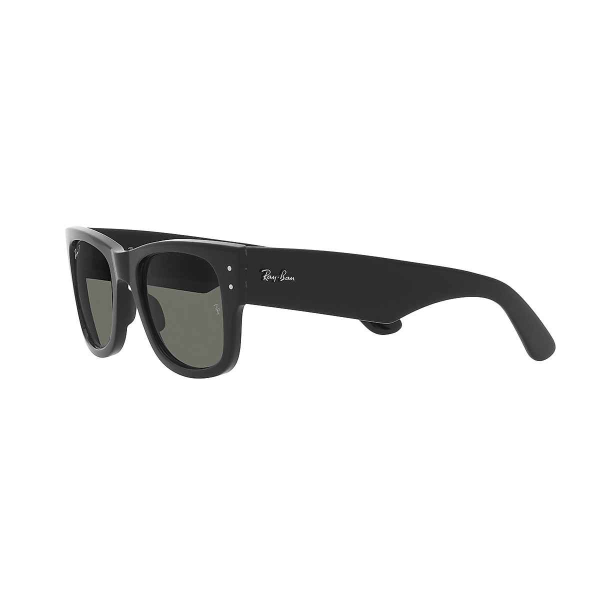 Ray-Ban RB0840SF Mega Wayfarer Low Bridge Fit Square Sunglasses, Black/Green Polarized, 52 mm