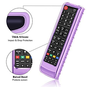 CaseBot Silicone Case for Samsung TV Remote, (Honey Comb) Lightweight Anti Slip Shockproof Cover for Samsung BN59-01315A BN59-01199F AA59-00666A BN59-01301A Remote, Purple-Glow in The Dark