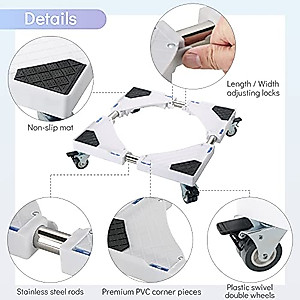 AMGSH Adjustable Mini Fridge Stand | Movable Washing Machine Base Stand Furniture Dolly Roller Base, Small Furniture Mover Mobile Base for Washing Machine, Dryer and Refrigerator (8 Wheels)