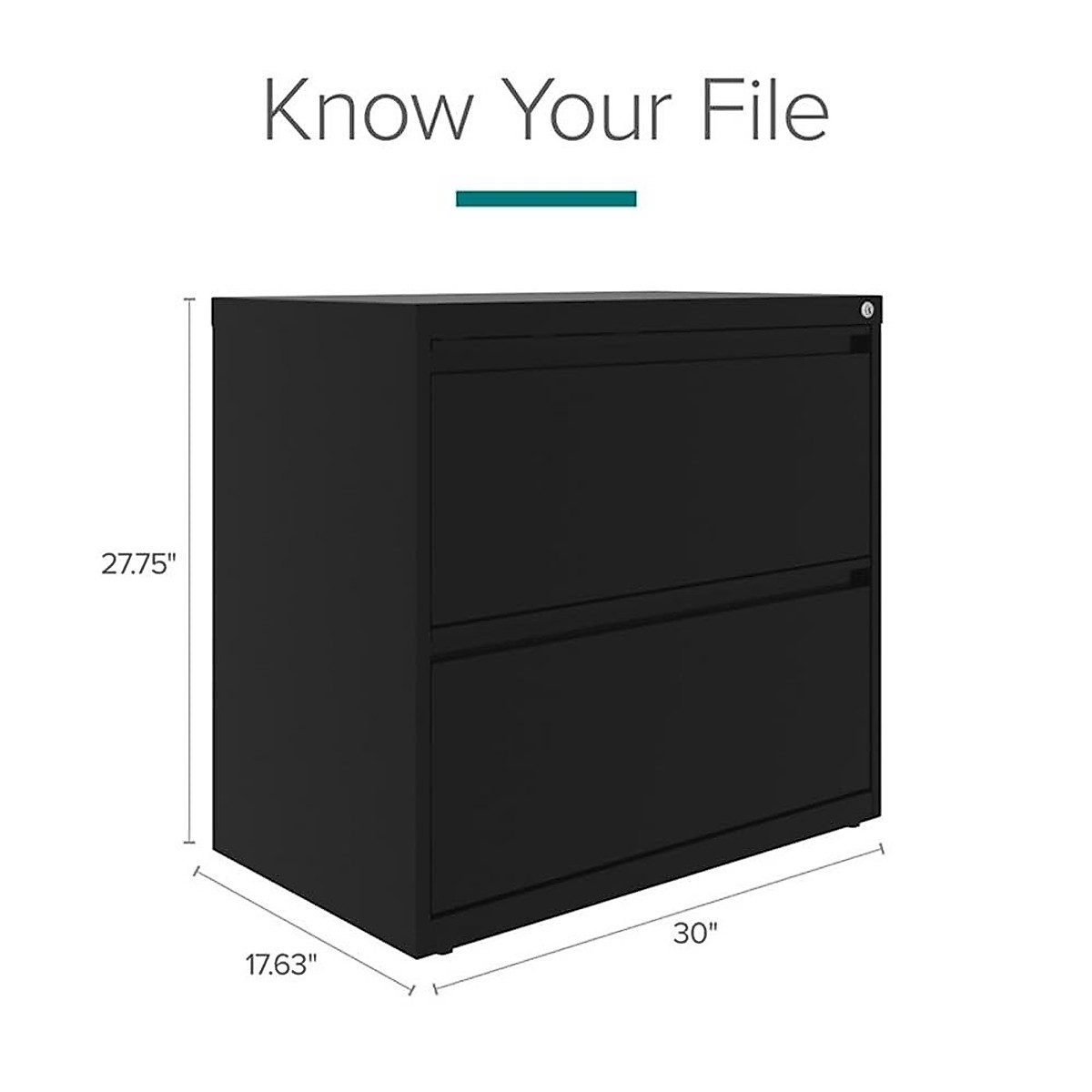 Hirsh 30 inch Wide 2 Drawer Lateral 101 File Cabinet in Black, Fully Assembled