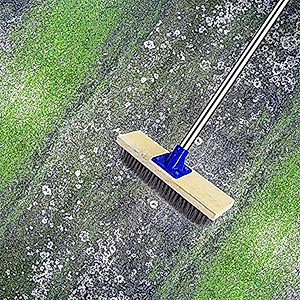 YCUTE Deck Brush, Stainless Steel Wire with Long Handle 43", Perfect for Algae, Tough Stains on Concrete, Swimming Pool, Walkways and Patio