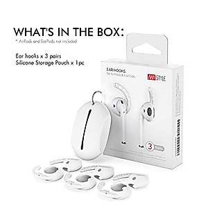 AHASTYLE 3 Pairs AirPods Ear Hooks Cover Silicone Accessories Compatible with Apple AirPods and EarPods Headphones(Milk White)