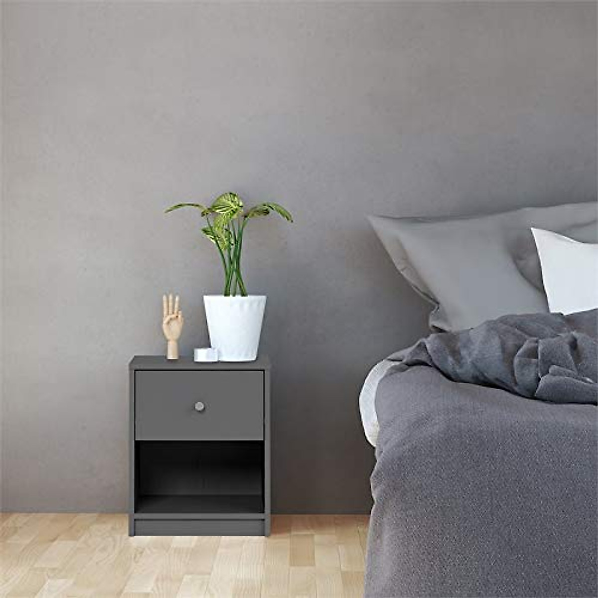 Home Square 2 Piece Chest and Nightstand Bedroom Set in Gray