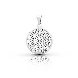 Small Flower of Life Pendant Sterling Silver 925 Size 0.6" Sacred Geometry Seed of Life Yoga Jewelry
