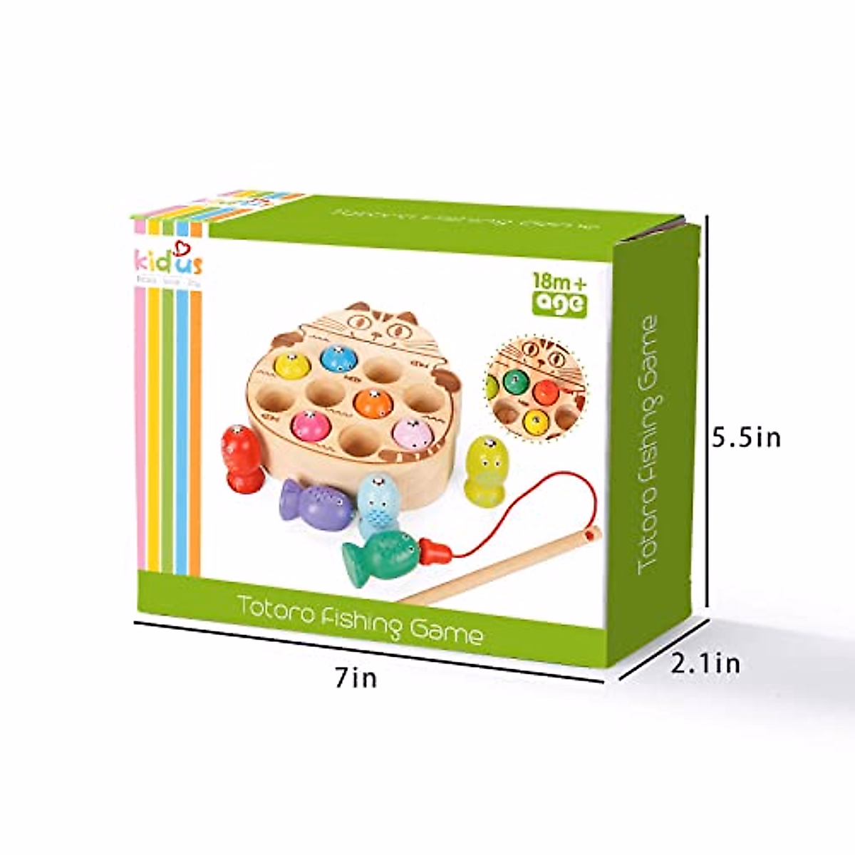 kidus Montessori Magnetic Wooden Fishing Game for Toddlers 1-3 Years Old,Fine Motor Skills Early Learning Eyes Hands Cooperation Toy for Boys & Girls Great Birthday Gift