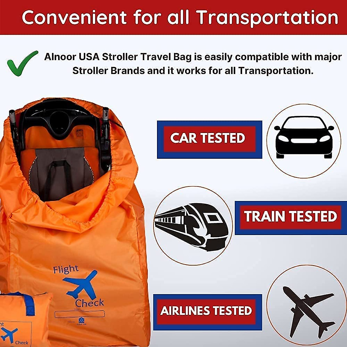 Alnoor USA Double Combo of Car Seat Travel Bag & Stroller Bag | Car Seat Bags for Air Travel & Stroller Travel Bag for Airplane | Gate Check Stroller Bag & Car Seat Carrier for Airport