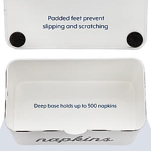 AuldHome Farmhouse Dinner Napkin Holder (White), Distressed Enamelware Rustic Napkin Storage Box