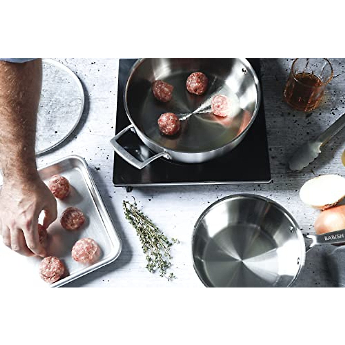 Babish 12-Piece Mixed Material (Stainless Steel, Carbon Steel, & Aluminum) Professional Grade Cookware Set W/Baking Sheets