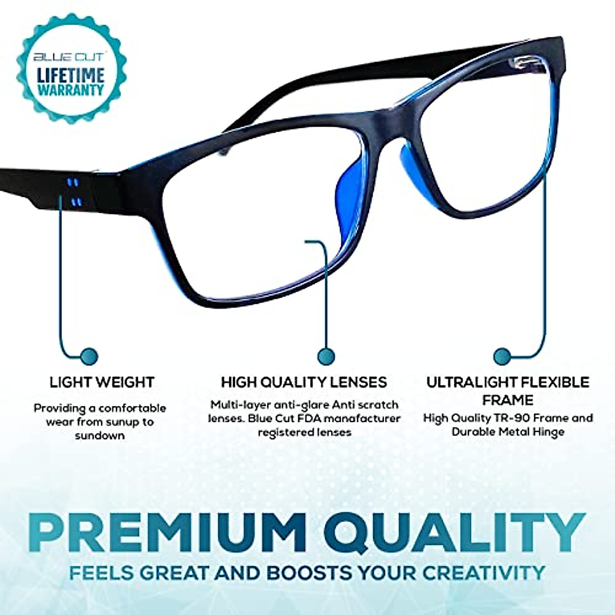 Blue Light Blocking Glasses for Men/Women Anti-Fatigue Computer Monitor Gaming Glasses Prevent Headaches Gamer Glasses (Black/Blue (2 pack), 0.00, diopters)