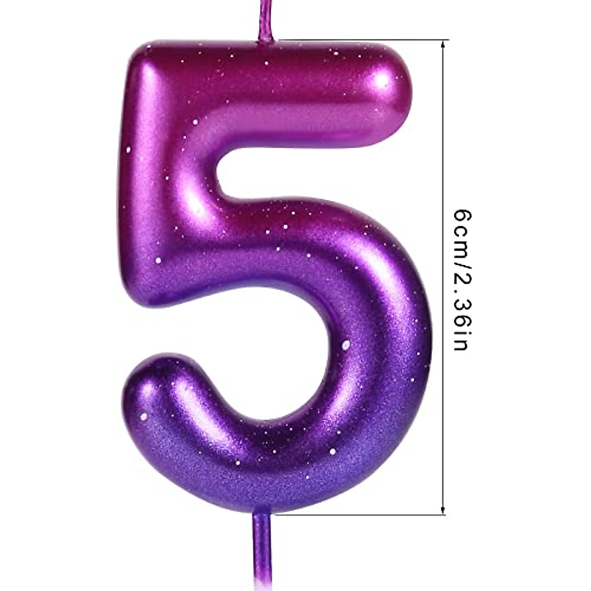 LUTER 2.36 Inches Purple and Blue Number Candle, Numeral Birthday Candles Galaxy Gradient Candles Wax Cake Toppers Decorations for Mermaid Themed Party Birthday Wedding Anniversary (5)