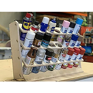 Factory Crafts Spray Can Lube Holder Organization Storage Rack Wood Shelf Case Organizer 24-Slot Plywood