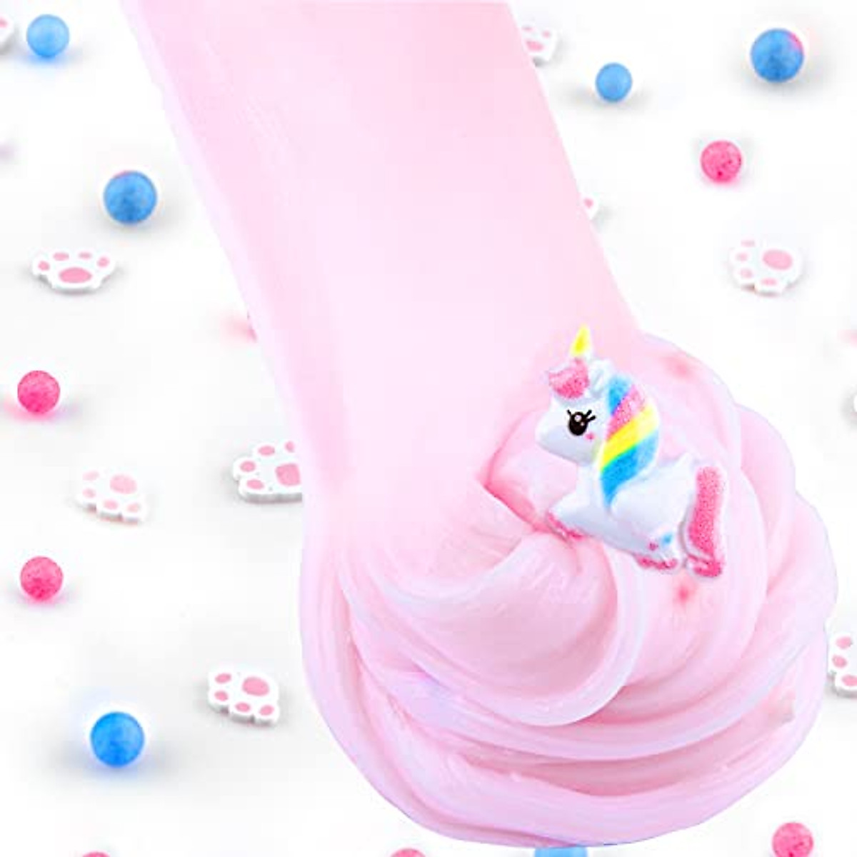 Fluffy Slime Kit, 6.8oz Pink Unicorn DIY Slime Kit for Girls and Boys, Soft & Non-Stick Stress Relief Toy, Kids Education Party Favor, Idea Gift for Birthday Easter Christmas New Year