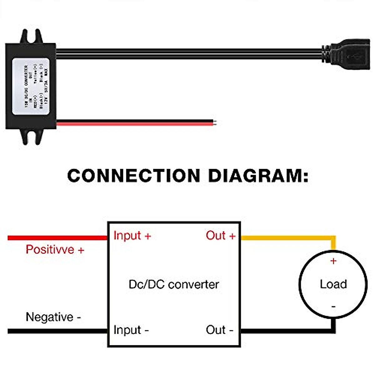 DC Converter Voltage 12V to 5V 3A 15W DC Buck Converter Module, DC to DC Reduced Voltage Regulator Car Power Adapter with Output Power Adapter