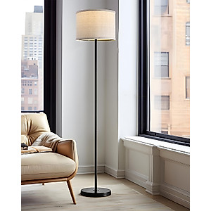 Oneach 61" Farmhouse Industrial Floor Lamp for Living Room Standing Floor Lamp Rustic Floor Lamps for Living Room Bedroom Tall Lamps with Rotary Switch for Bedroom with Natural Linen Lamp Shade