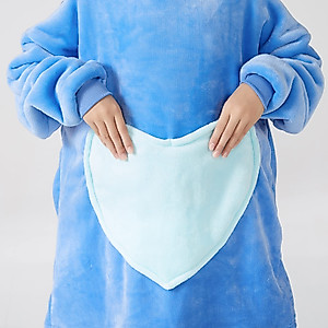 Unisex Animal Wearable Hoodie Blanket,Snuggly Blanket with Sleeves, Comfy Warm Sweatshirt with Pocket,for Kids