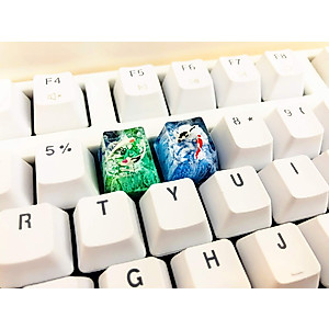 Handmade Koi Fish OEM R4 Resin Keycap Translucent Backlit Keycaps for Cherry MX RGB Switch Gaming Mechanical Keyboards DIY Replace (Blue)