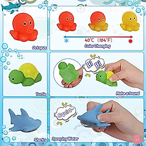 Gifts2U Bath Toy for Kids Age 4-8, 25PCS Color Changing Silicone Water Lab Suction Bath Toy Set for Toddlers, Bathtub Play Stem Buiding Toys with Mesh Storage Bag