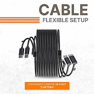 Skywin 3-in-1 Round HTC Vive Compatible Cable - Replacement 3-in-1 Connection Cable for HTC Vive Headset and Linkbox (5 Meters / 16 Feet)