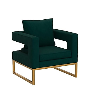 Roundhill Furniture Lenola Upholstered Accent Arm Chair, Green 27.5D x 29.75W x 34.5H in