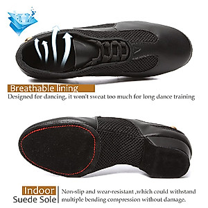 VCIXXVCE Women Lace up Ballroom Dance Practice Shoes Black Closed Toe Modern Salsa Latin Dance Teaching Performance Dancing Shoes,9.5 US