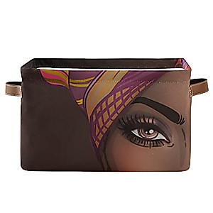 senya African American Woman(6) Storage Basket Storage Bin Storage Cube Box Durable Canvas Basket Organizer with Handles for Shelf Closet Bedroom Home Office