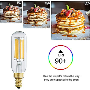 YFXRLIGHT Dimmable T6 Vintage LED Light Bulbs Warm White 2700K,6W Equal 60 watt Light Bulb, E12 Base Candelabra Bulb for Chandeliers,Pendant,Wall scones 6Pack