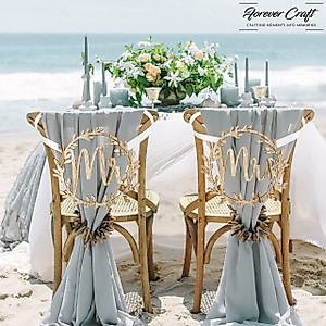 Forever Craft Bride and Groom Chair Signs - Mr and Mrs Sign, Mr and Mrs Chair Signs, Bride Chair Decor, Groom and Bride Chair Sign, Wedding Signs