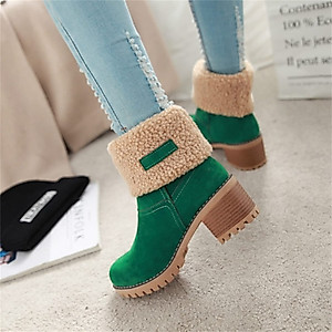 Lausiuoe Winter Boots For Women 2022 Trendy Womens Snow Boots Winter Shoes for Women Fur Lining Warm Booties Casual Fashion Trendy Outdoor Comfortable Fuzzy Shoes 2022