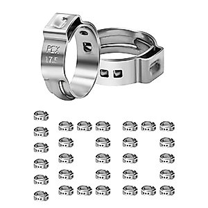 100 Pack PEX Cinch Clamps, 1/2" Clamps, Stainless Steel Single Ear Hose Clamps (1/2", 100 Pack)
