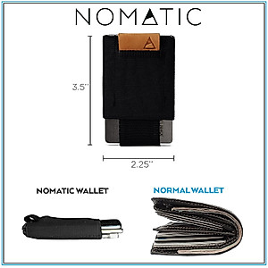 NOMATIC Minimalistic Wallet for Men and Women - Slim Wallet Fits In Front Pocket - Holds 4-15 Cards - Hidden Cash Holder and Key Holder Pocket (Black)