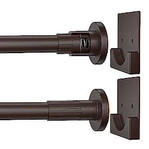 Matte Bronze Shower Curtain Rod,1 Inch Diameter Stainless Steel Adjustable Spring Tension Rods 32 to 80",With Holders,Anti-Slip,No Drilling