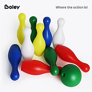 Boley Kids Bowling Set - 12 Piece Toddler Bowling Game - Indoor Outdoor Lawn Bowling Kit for Children - Lightweight, Safe, Family Play Set - Ideal Toy for Preschoolers, Garden Games, Party Fun