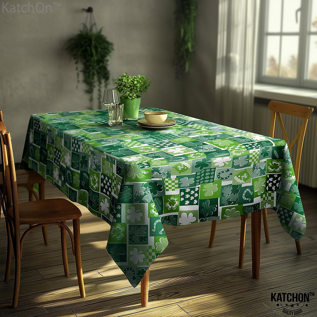 KatchOn, 2 Pcs XtraLarge St Patricks Day Tablecloth - 108x52 Inch, Shamrock Tablecloth | Disposable St Patricks Day Table Cloth, St Patricks Day Decorations for Table | Saint Patricks Day Decorations