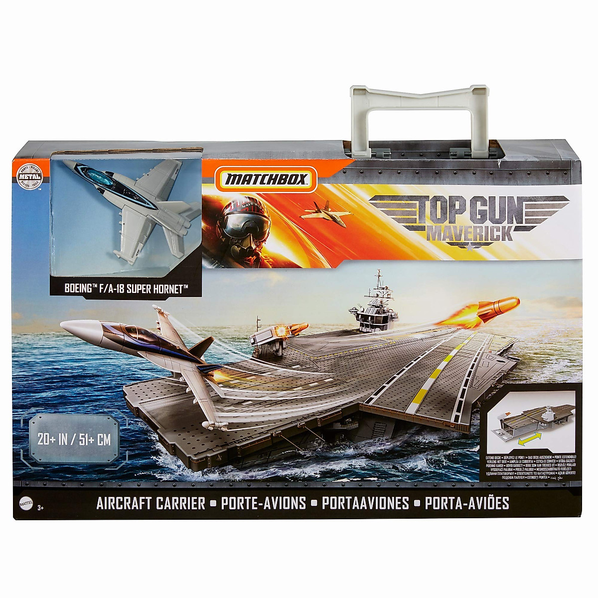 Matchbox Top Gun: Aircraft Carrier Play Set Gift Idea for Ages 4 to 8 Years with Top Gun Boeing F/A 18 die-cast Jet