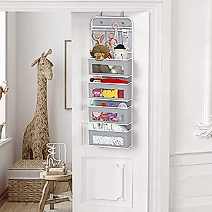 Simple Houseware Over Door 4 Clear Window Pocket Organizer with 3 Pockets, Grey