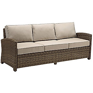Crosley Furniture Bradenton Outdoor Wicker Patio Sofa with Cushions - Sand