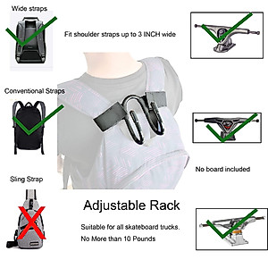 YYST Backpack Attachment Carrier Hanger Rack Hook Holder for Carrying Mini Cruiser, Cruiser Board,Skateboard - Fit Most Backpacks - Easy to Use - No Backpack