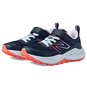 New Balance Girls Dynasoft Nitrel V5 Hook & Loop Running Shoe, Eclipse/Natural Indigo/Electric Red, 2 Little Kid