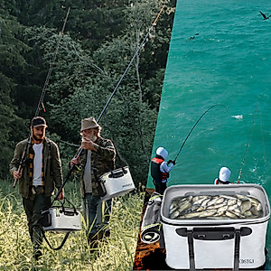 WHCDSTGJ Transparent Lid Fishing Bucket, Portable Foldable Fishing Bucket, Live Bait Bucket with Aeration Hole, for Bait Bucket, Live Fish Bucket, Live Bait Storage.4/6/8 gallons (8 gallons)