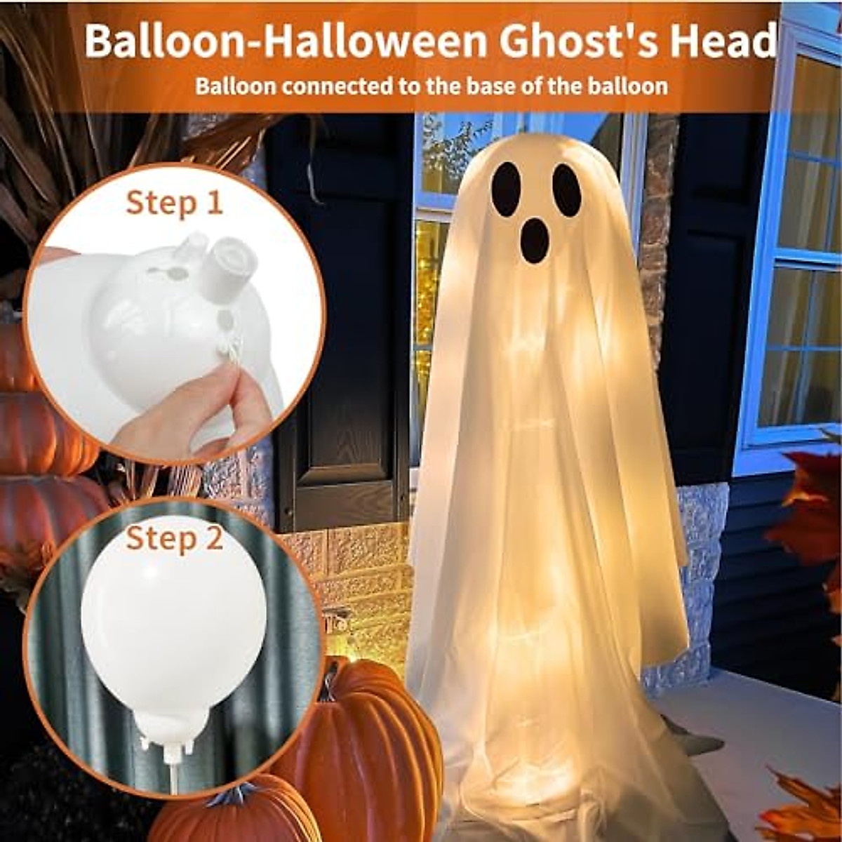 Large Lighted White Cloth Ghosts | Large Lighted Standing White Cloth Ghosts | Halloween Home Courtyard Lawn Party Decoration Halloween Outdoor Decoration | Halloween Light Up Decorations Outdoor