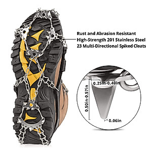 Crampons Ice Cleats Safety Traction Cleats Snow Ice Grips 23 Spikes fit Boots/Shoes for Men Women Walking Hiking