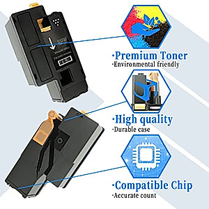 E525w Toner Cartridges Compatible Replacement for Dell E525W Toner Cartridges Dell E525W 525W E525 Printer Toner for 593-BBJX,593-BBJU,593-BBJV,593-BBJW-5 Pack:2X Black,1x Cyan,1 xMagenta,1xYellow